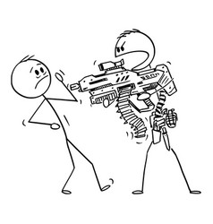 Cartoon man with six arms holding weapons like Vector Image