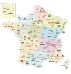 France 2 digit postcodes postal codes map Vector Image