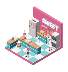 Sweet shop kitchen isometric Royalty Free Vector Image