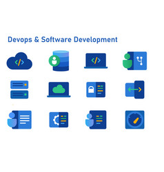 Devops software development icon set coding Vector Image
