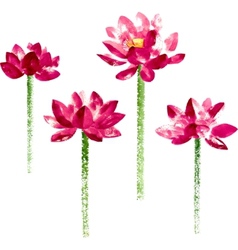 Background with red watercolor lotus Royalty Free Vector