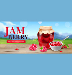 Strawberry jam poster Royalty Free Vector Image