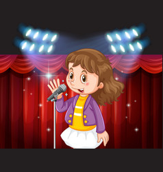 Little girl singing song Royalty Free Vector Image