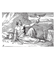 Elijah fed angels vintage Royalty Free Vector Image