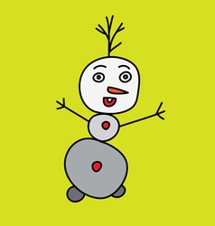 Cartoon snowman playing soccer Royalty Free Vector Image