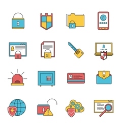 Computer security icons set line Royalty Free Vector Image