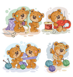 Set clip art of teddy bears Royalty Free Vector Image