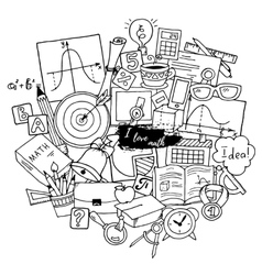 Mathematics doodle hand drawn school set Vector Image