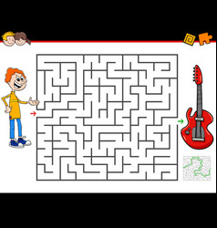 Boy practicing music with his guitar Royalty Free Vector