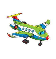 Funny business jet plane with eyes Royalty Free Vector Image