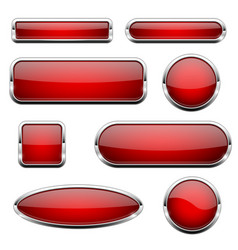 Red 3d icons glass shiny buttons Royalty Free Vector Image