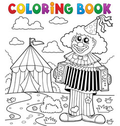 Coloring book with happy clown 9 Royalty Free Vector Image