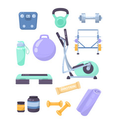 Cartoon sport fitness equipment gym tools Vector Image