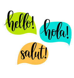 Hello speech bubbles lettering Royalty Free Vector Image