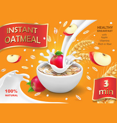 Oat flakes with cranberry oatmeal advertising Vector Image