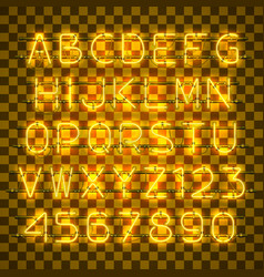 Shining and glowing blue neon alphabet and digits Vector Image