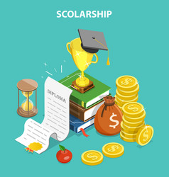 Graduation flat isometric concept Royalty Free Vector Image