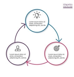 Connected circles for infographics chart with 3 Vector Image