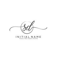 Sd initial handwriting logo with circle template Vector Image
