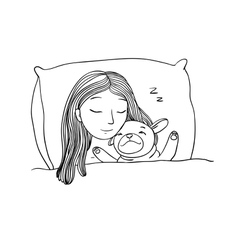 Sleeping beautiful young girl and a cute pug Vector Image
