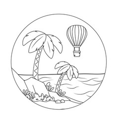 Beach cartoon round label Royalty Free Vector Image