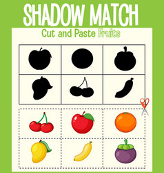 Find correct shadow shadow match worksheet Vector Image