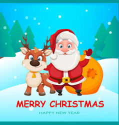 Merry christmas and happy new year santa claus Vector Image