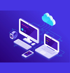 Cloud technology concept poster isometric Vector Image