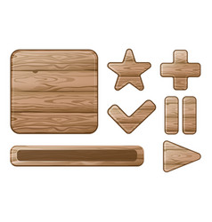 Cartoon wooden buttons set Royalty Free Vector Image