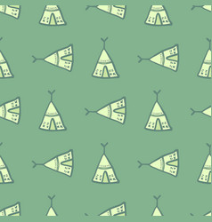 Teepee seamless pattern on green background Vector Image