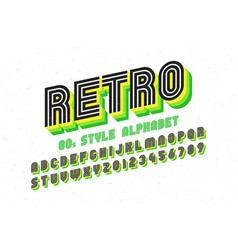 80s retro font disco style alphabet and numbers Vector Image