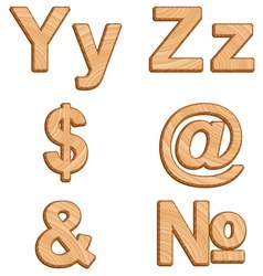 Wood grain alphabet letters Royalty Free Vector Image