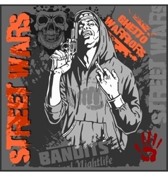 Man with gun ghetto warriors Royalty Free Vector Image