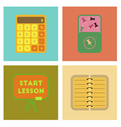 Assembly flat shading style icons office pins Vector Image