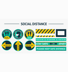 Sticker round social distance stickers please Vector Image