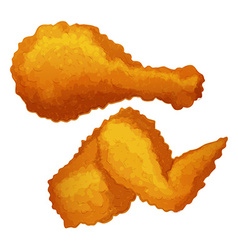Single fried chicken wing Royalty Free Vector Image