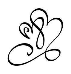 Hand drawn two heart love sign romantic Royalty Free Vector