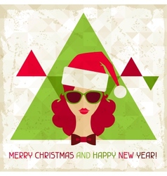 Merry christmas background in hipster style Vector Image