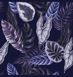 Seamless pattern with tropical leaves on white Vector Image