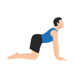 Man doing yoga cat cow pose stretch exercise flat Vector Image