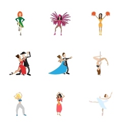 Dances cartoon icons set Royalty Free Vector Image