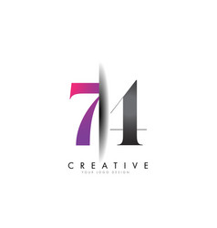 74 7 4 grey and pink number logo with creative Vector Image