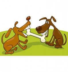 Dogs playing with bone Royalty Free Vector Image