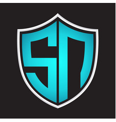 Sn logo monogram with piece line art design Vector Image