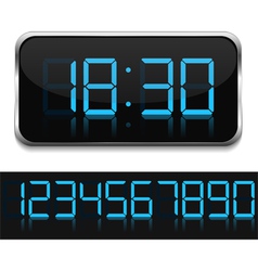 Digital font alarm clock letters and numbers Vector Image