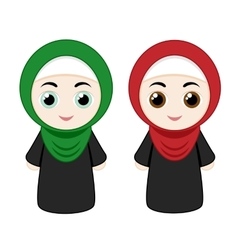 Cartoon girls with hijab Royalty Free Vector Image