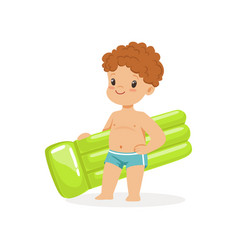 Cute boy swimming with inflatable lifebuoy kids Vector Image