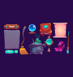 Interface for magic game cartoon design elements Vector Image