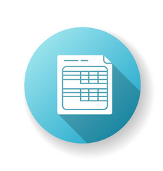 Spreadsheets blue flat design long shadow glyph Vector Image