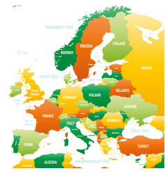 Colorful map of europe Royalty Free Vector Image